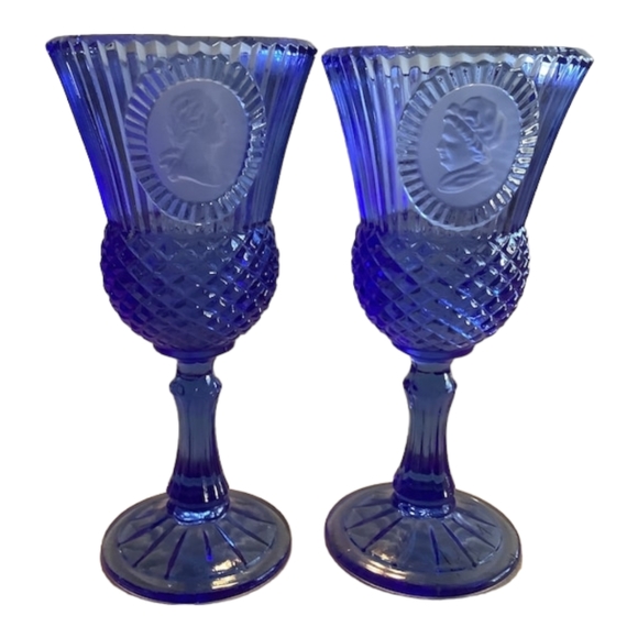 Avon | Kitchen | Vintage Avon 2 Glass Goblets Cobalt Blue George ...